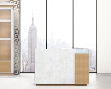 Grand comptoir caisse personnalisable avec vitrine - Comptoirs