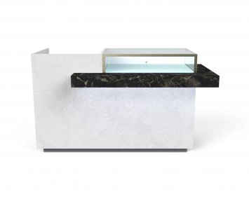 Grand comptoir caisse personnalisable avec vitrine - Comptoirs