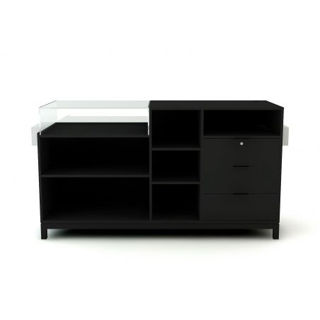 Grand comptoir caisse personnalisable avec vitrine - Comptoirs