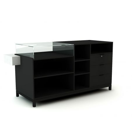 Grand comptoir caisse personnalisable avec vitrine - Comptoirs